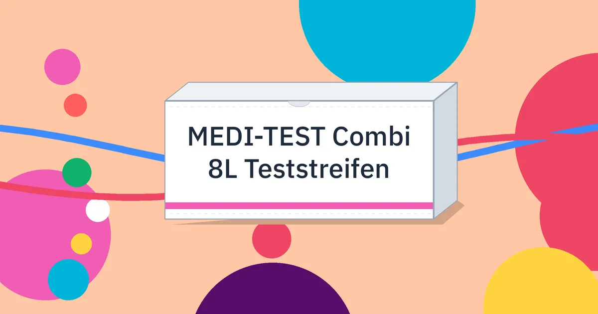 Symbolbild: Packung mit der Aufschrift MEDI-TEST Combi 8L Teststreifen (PZN 00749241) – Verfügbarkeit und Bezug in Apotheken in Frankfurt am Main
