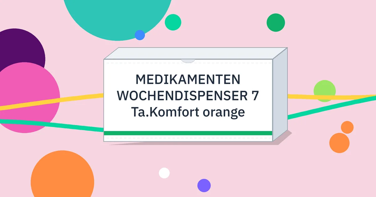 Symbolbild: Packung mit der Aufschrift MEDIKAMENTEN WOCHENDISPENSER 7 Ta.Komfort orange (PZN 08757582) – Verfügbarkeit und Bezug in Apotheken in Frankfurt am Main