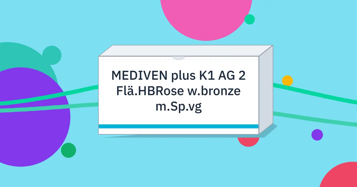 Symbolbild: Packung mit der Aufschrift MEDIVEN plus K1 AG 2 Flä.HBRose w.bronze m.Sp.vg (PZN 15914154) – Verfügbarkeit und Bezug in Apotheken in Frankfurt am Main