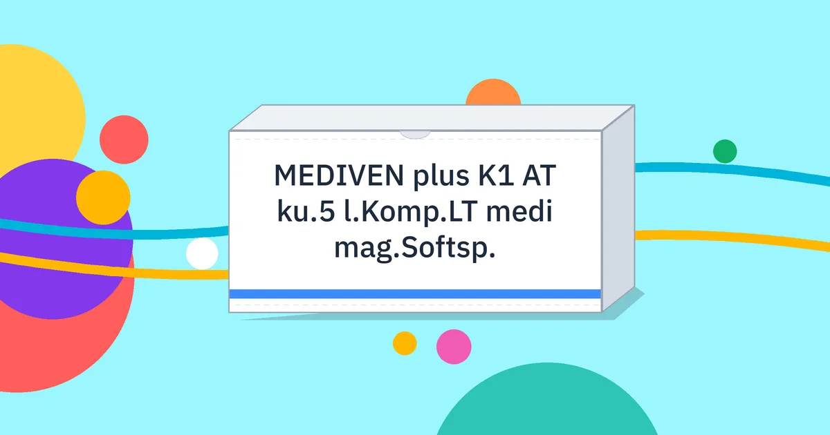 Symbolbild: Packung mit der Aufschrift MEDIVEN plus K1 AT ku.5 l.Komp.LT medi mag.Softsp. (PZN 15029587) – Verfügbarkeit und Bezug in Apotheken in Frankfurt am Main