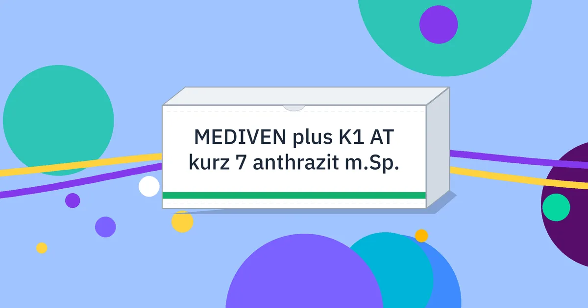Symbolbild: Packung mit der Aufschrift MEDIVEN plus K1 AT kurz 7 anthrazit m.Sp. (PZN 15026235) – Verfügbarkeit und Bezug in Apotheken in Frankfurt am Main