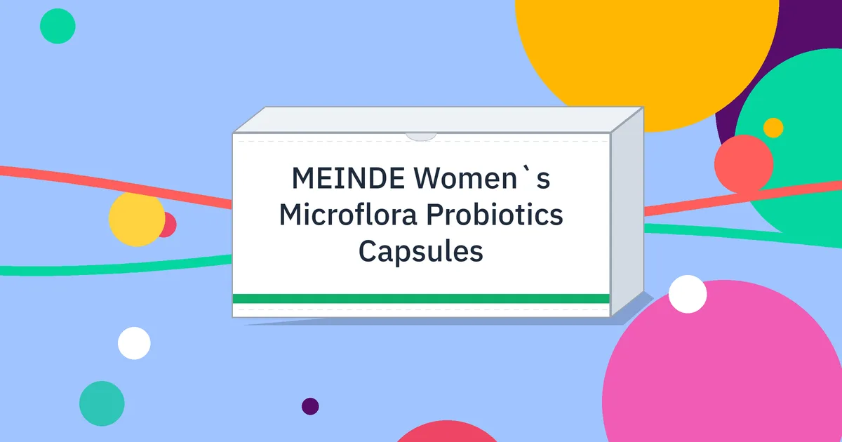 Symbolbild: Packung mit der Aufschrift MEINDE Women`s Microflora Probiotics Capsules (PZN 20104463) – Verfügbarkeit und Bezug in Apotheken in Frankfurt am Main