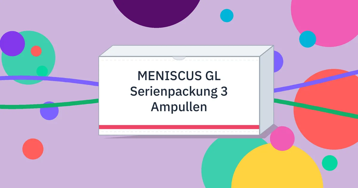 Symbolbild: Packung mit der Aufschrift MENISCUS GL Serienpackung 3 Ampullen (PZN 02496732) – Verfügbarkeit und Bezug in Apotheken in Frankfurt am Main