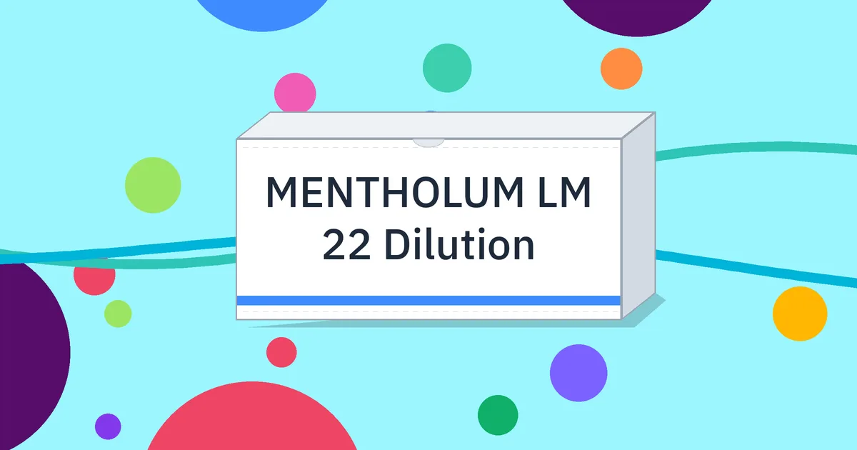 Symbolbild: Packung mit der Aufschrift MENTHOLUM LM 22 Dilution (PZN 13604797) – Verfügbarkeit und Bezug in Apotheken in Frankfurt am Main