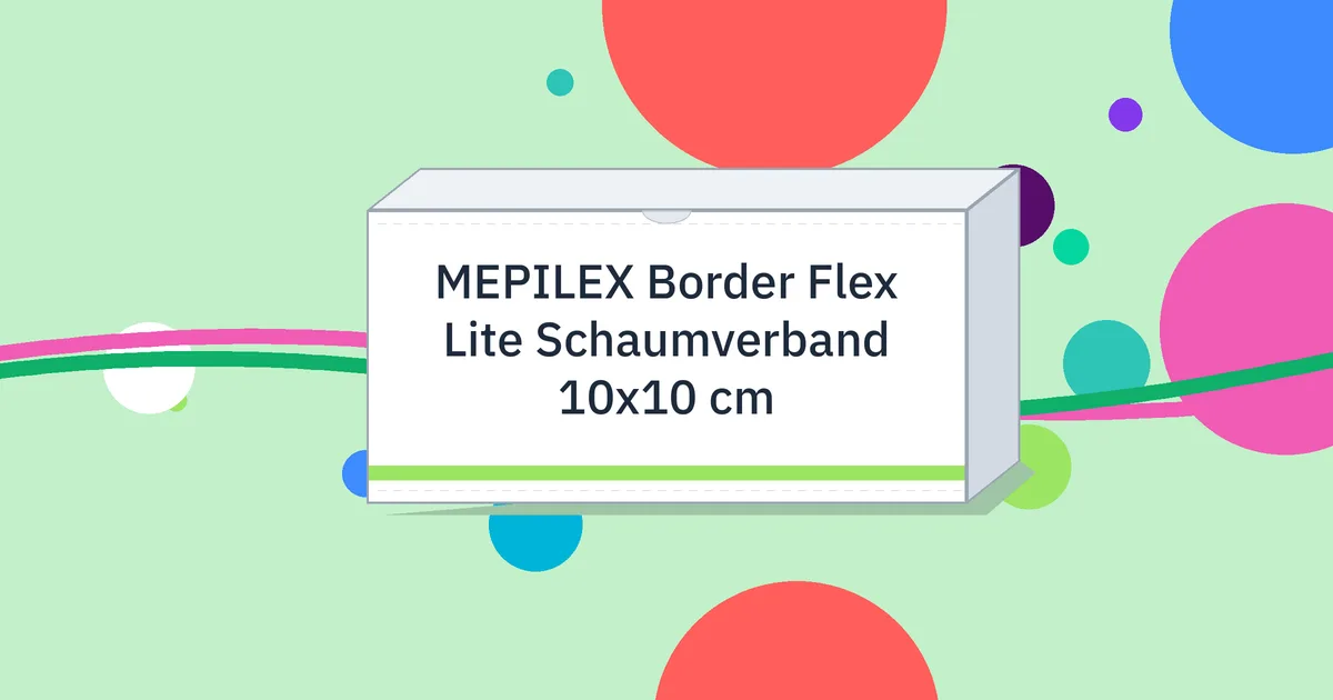 Symbolbild: Packung mit der Aufschrift MEPILEX Border Flex Lite Schaumverband 10x10 cm (PZN 18654311) – Verfügbarkeit und Bezug in Apotheken in Frankfurt am Main