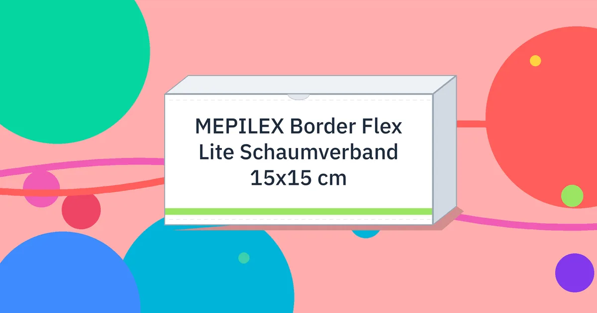 Symbolbild: Packung mit der Aufschrift MEPILEX Border Flex Lite Schaumverband 15x15 cm (PZN 17615929) – Verfügbarkeit und Bezug in Apotheken in Frankfurt am Main