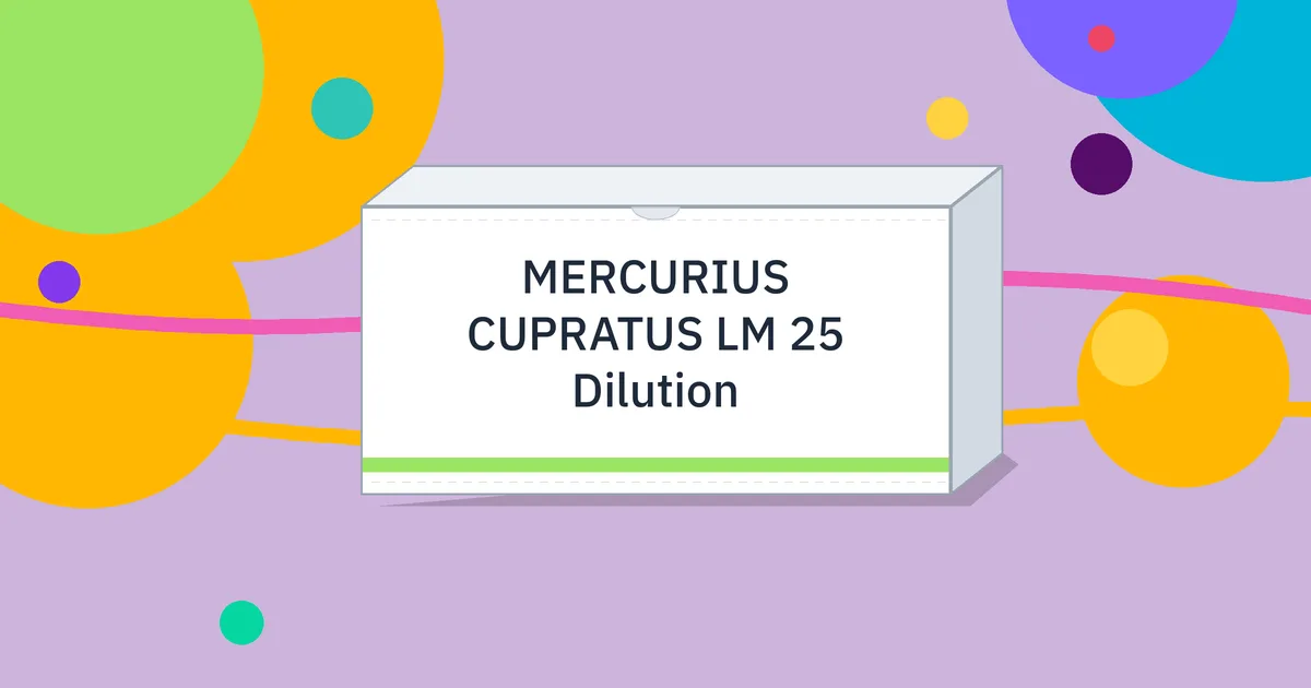 Symbolbild: Packung mit der Aufschrift MERCURIUS CUPRATUS LM 25 Dilution (PZN 12950557) – Verfügbarkeit und Bezug in Apotheken in Frankfurt am Main