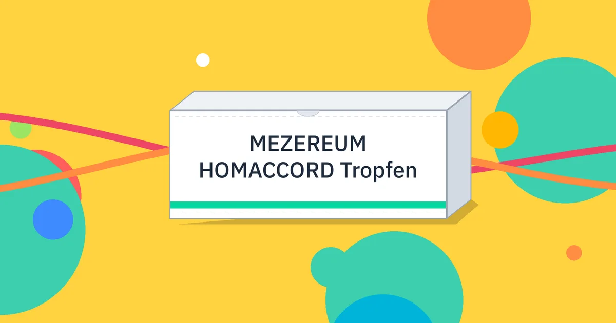 Symbolbild: Packung mit der Aufschrift MEZEREUM HOMACCORD Tropfen (PZN 00675413) – Verfügbarkeit und Bezug in Apotheken in Frankfurt am Main