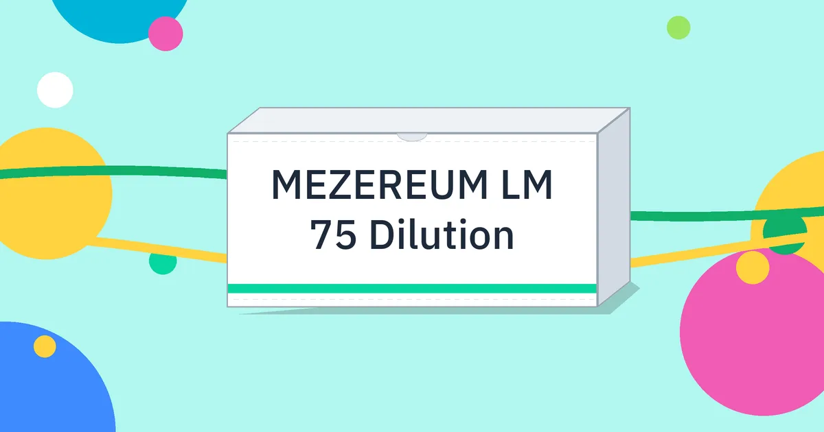 Symbolbild: Packung mit der Aufschrift MEZEREUM LM 75 Dilution (PZN 12956436) – Verfügbarkeit und Bezug in Apotheken in Frankfurt am Main