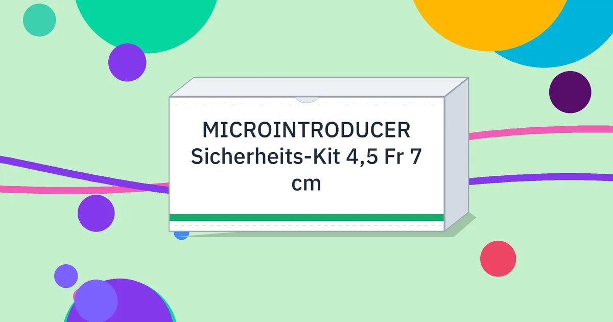 Symbolbild: Packung mit der Aufschrift MICROINTRODUCER Sicherheits-Kit 4,5 Fr 7 cm (PZN 12398918) – Verfügbarkeit und Bezug in Apotheken in Frankfurt am Main
