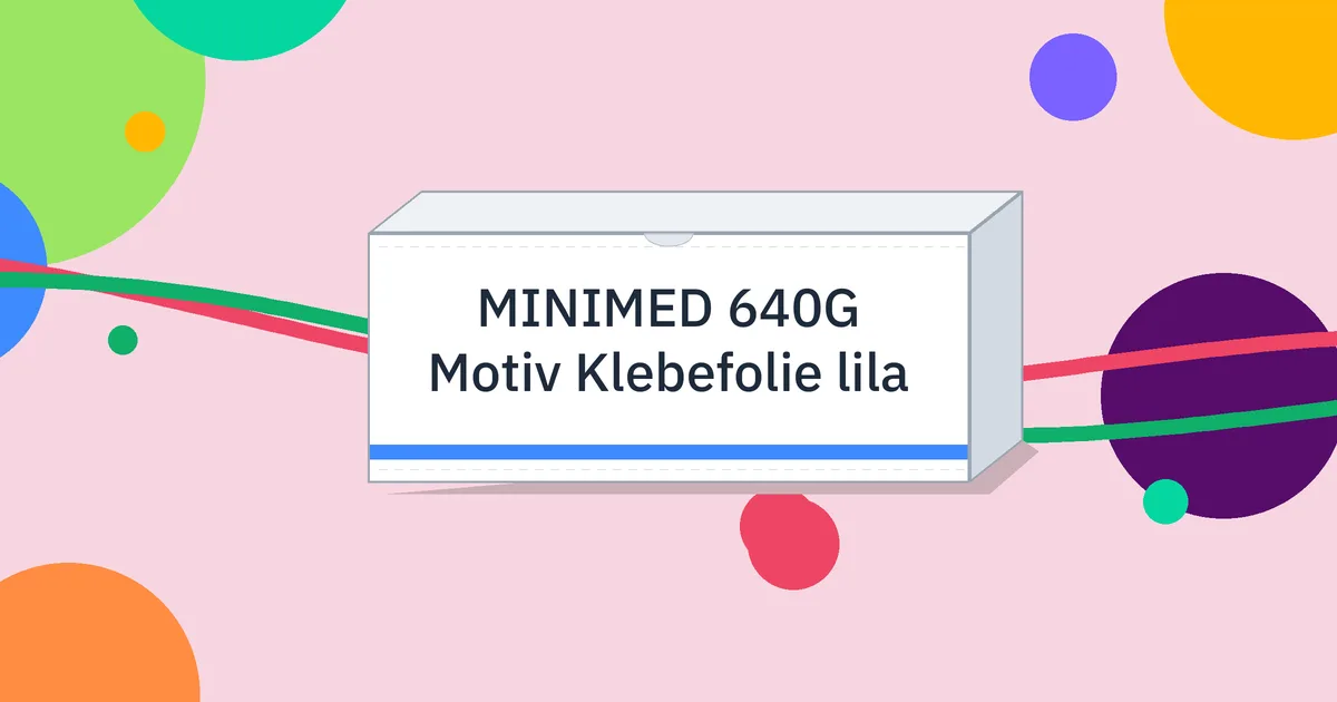 Symbolbild: Packung mit der Aufschrift MINIMED 640G Motiv Klebefolie lila (PZN 10987102) – Verfügbarkeit und Bezug in Apotheken in Frankfurt am Main