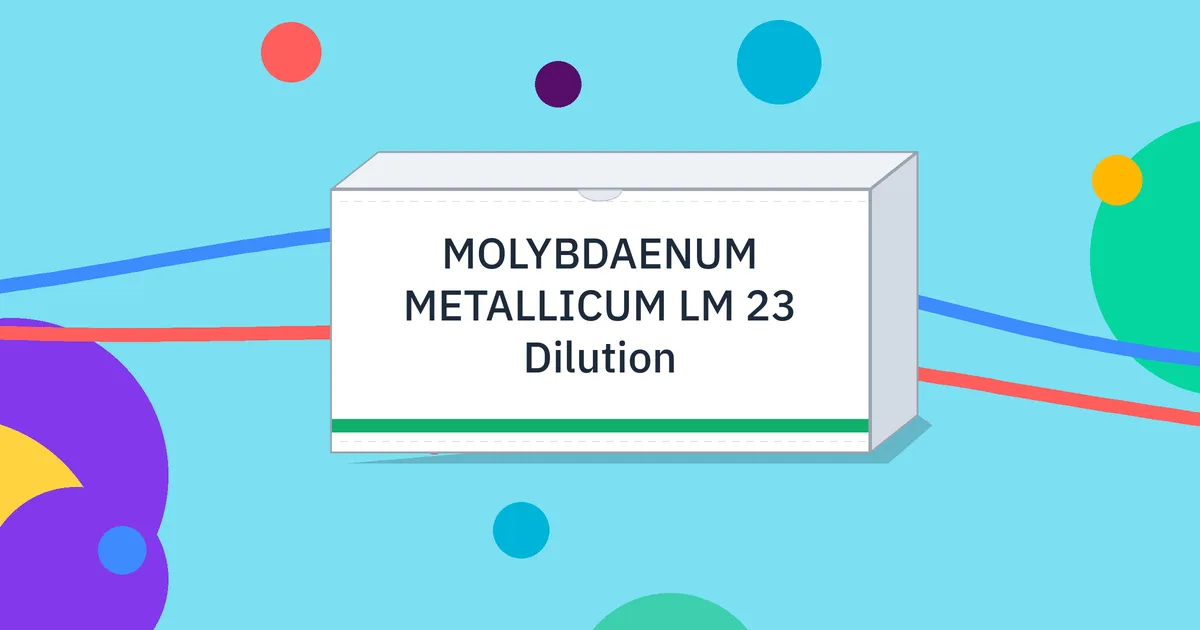 Symbolbild: Packung mit der Aufschrift MOLYBDAENUM METALLICUM LM 23 Dilution (PZN 13609932) – Verfügbarkeit und Bezug in Apotheken in Frankfurt am Main