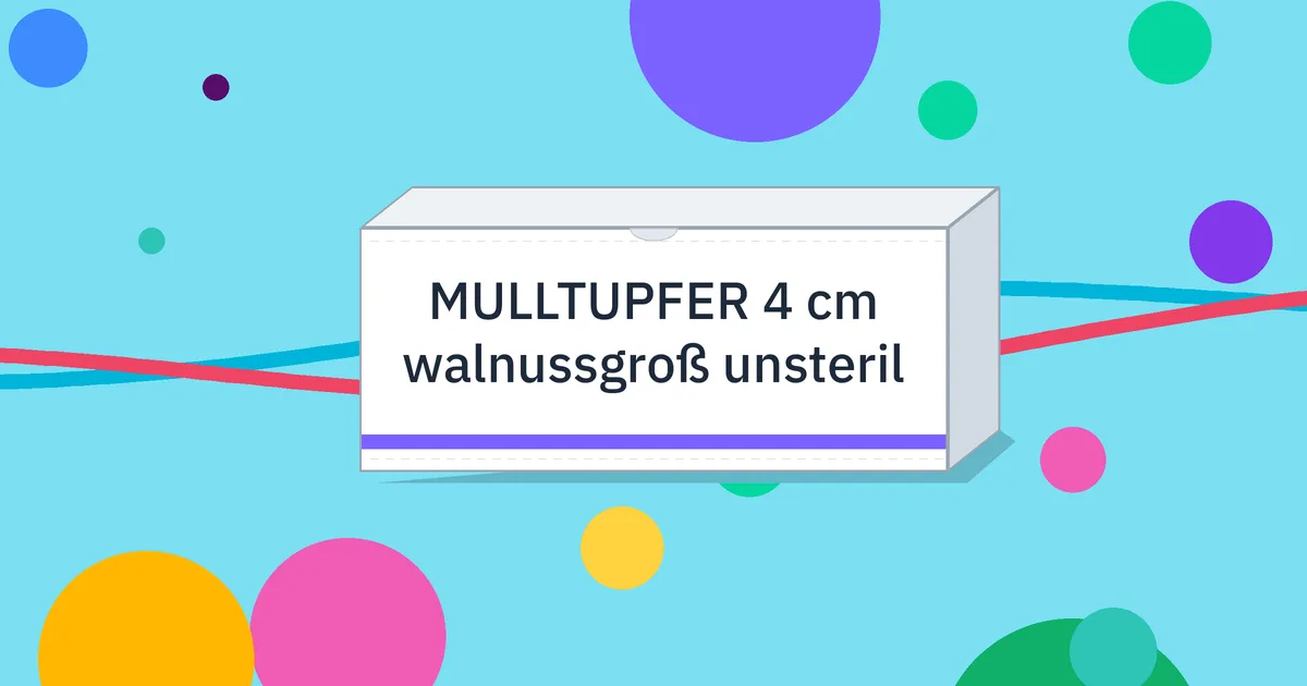 Symbolbild: Packung mit der Aufschrift MULLTUPFER 4 cm walnussgroß unsteril (PZN 17565367) – Verfügbarkeit und Bezug in Apotheken in Frankfurt am Main