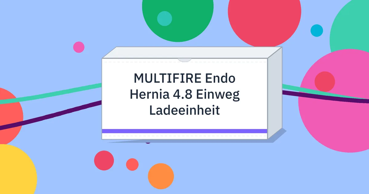 Symbolbild: Packung mit der Aufschrift MULTIFIRE Endo Hernia 4.8 Einweg Ladeeinheit (PZN 18258696) – Verfügbarkeit und Bezug in Apotheken in Frankfurt am Main