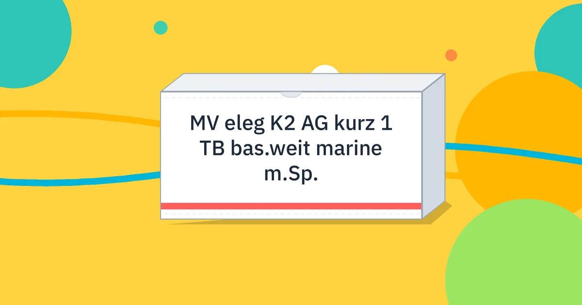 Symbolbild: Packung mit der Aufschrift MV eleg K2 AG kurz 1 TB bas.weit marine m.Sp. (PZN 14608455) – Verfügbarkeit und Bezug in Apotheken in Frankfurt am Main