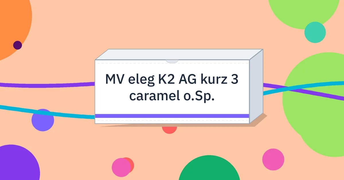 Symbolbild: Packung mit der Aufschrift MV eleg K2 AG kurz 3 caramel o.Sp. (PZN 00530850) – Verfügbarkeit und Bezug in Apotheken in Frankfurt am Main