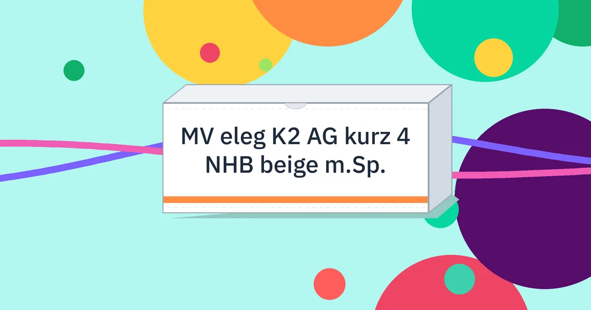 Symbolbild: Packung mit der Aufschrift MV eleg K2 AG kurz 4 NHB beige m.Sp. (PZN 15716796) – Verfügbarkeit und Bezug in Apotheken in Frankfurt am Main