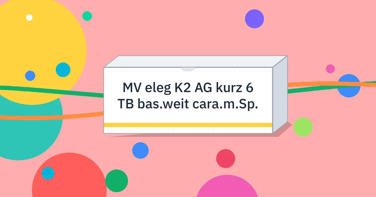 Symbolbild: Packung mit der Aufschrift MV eleg K2 AG kurz 6 TB bas.weit cara.m.Sp. (PZN 00191419) – Verfügbarkeit und Bezug in Apotheken in Frankfurt am Main
