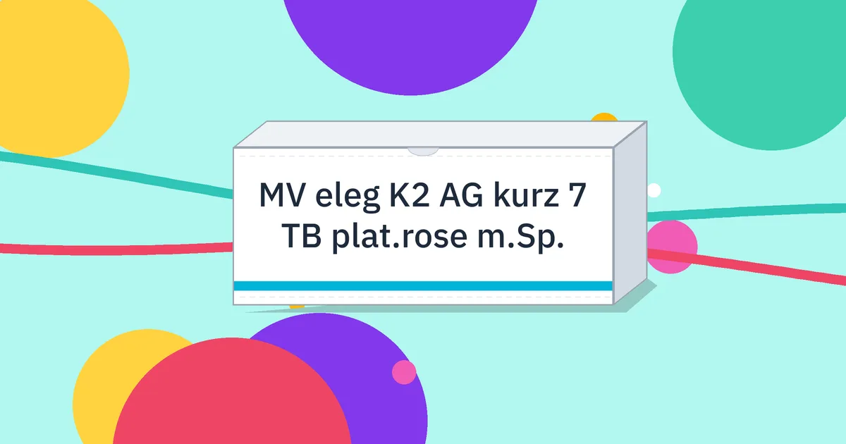 Symbolbild: Packung mit der Aufschrift MV eleg K2 AG kurz 7 TB plat.rose m.Sp. (PZN 14696471) – Verfügbarkeit und Bezug in Apotheken in Frankfurt am Main