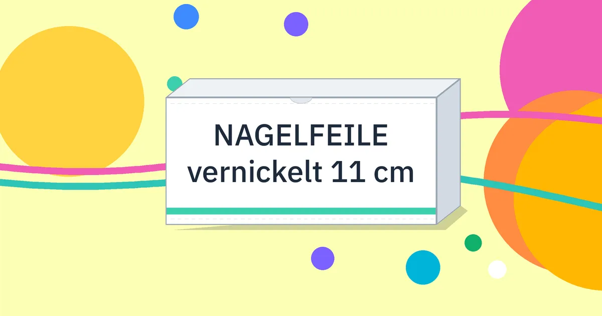 Symbolbild: Packung mit der Aufschrift NAGELFEILE vernickelt 11 cm (PZN 02442529) – Verfügbarkeit und Bezug in Apotheken in Frankfurt am Main