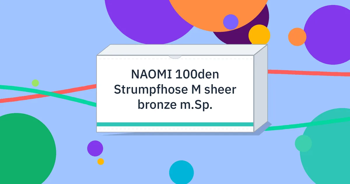 Symbolbild: Packung mit der Aufschrift NAOMI 100den Strumpfhose M sheer bronze m.Sp. (PZN 16177396) – Verfügbarkeit und Bezug in Apotheken in Frankfurt am Main