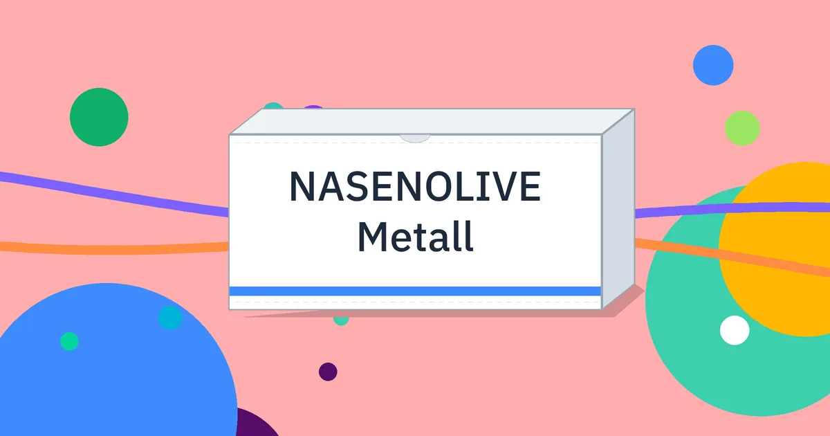 Symbolbild: Packung mit der Aufschrift NASENOLIVE Metall (PZN 01966845) – Verfügbarkeit und Bezug in Apotheken in Frankfurt am Main