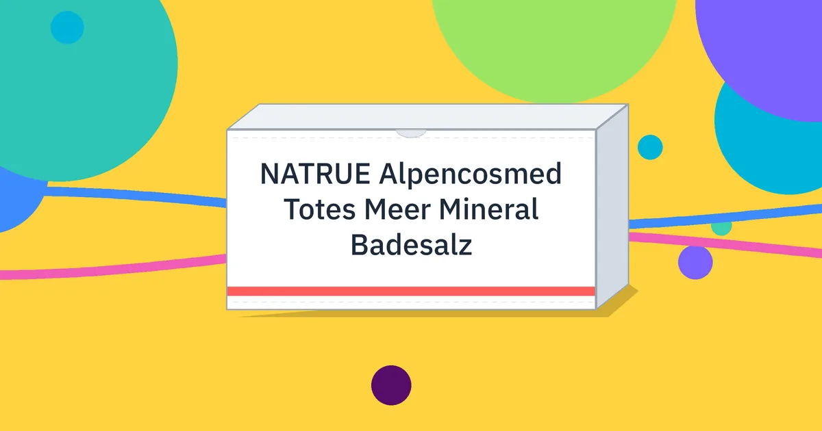 Symbolbild: Packung mit der Aufschrift NATRUE Alpencosmed Totes Meer Mineral Badesalz (PZN 09081684) – Verfügbarkeit und Bezug in Apotheken in Frankfurt am Main