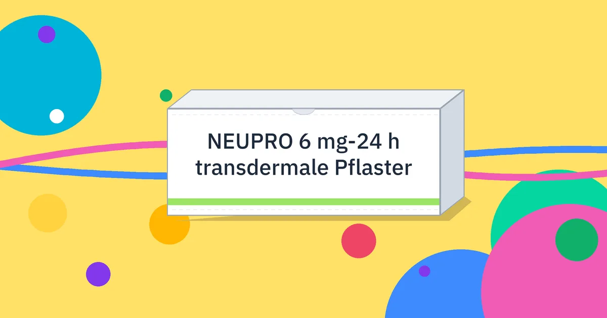 Symbolbild: Packung mit der Aufschrift NEUPRO 6 mg-24 h transdermale Pflaster (PZN 10180865) – Verfügbarkeit und Bezug in Apotheken in Frankfurt am Main