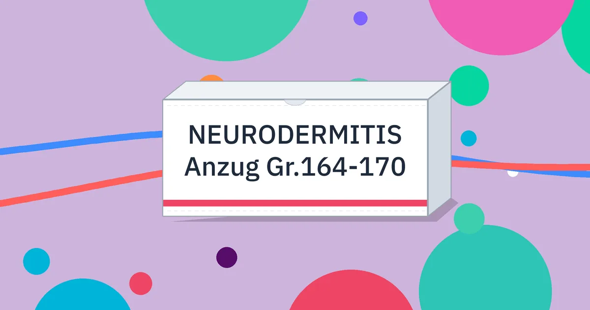 Symbolbild: Packung mit der Aufschrift NEURODERMITIS Anzug Gr.164-170 (PZN 07524485) – Verfügbarkeit und Bezug in Apotheken in Frankfurt am Main