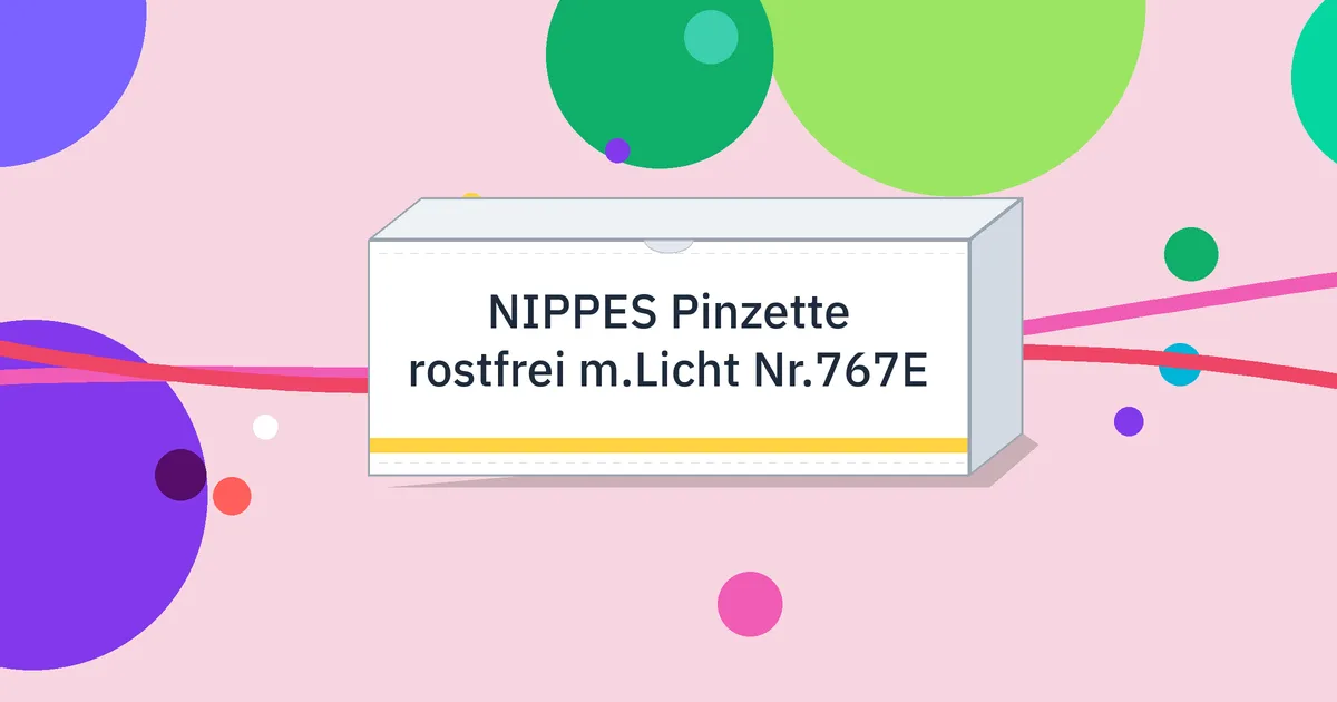 Symbolbild: Packung mit der Aufschrift NIPPES Pinzette rostfrei m.Licht Nr.767E (PZN 02911326) – Verfügbarkeit und Bezug in Apotheken in Frankfurt am Main