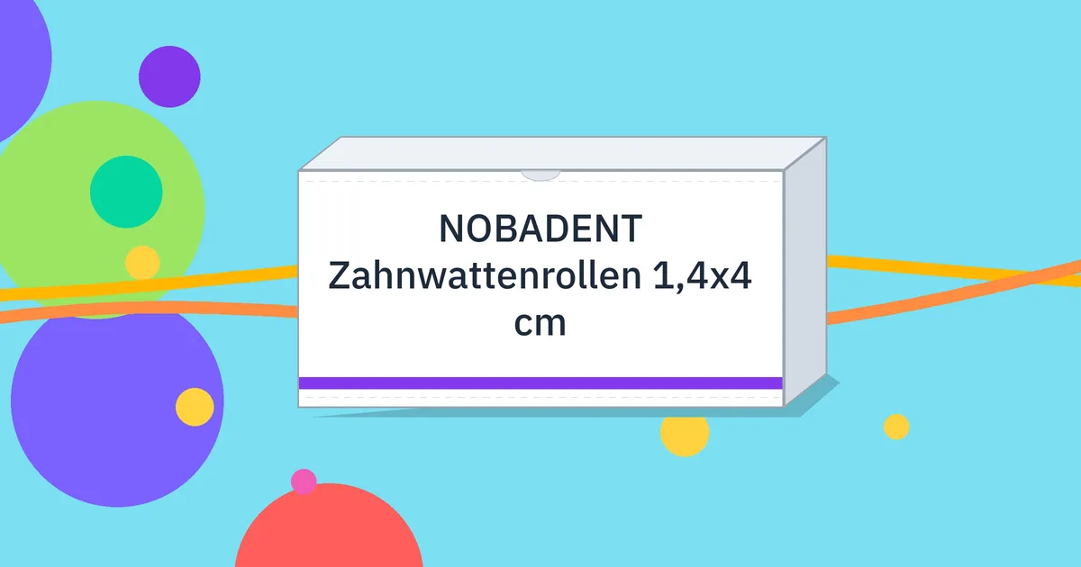 Symbolbild: Packung mit der Aufschrift NOBADENT Zahnwattenrollen 1,4x4 cm (PZN 02477195) – Verfügbarkeit und Bezug in Apotheken in Frankfurt am Main
