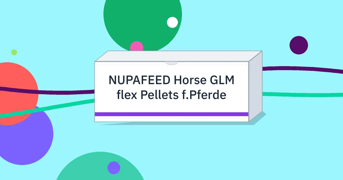 Symbolbild: Packung mit der Aufschrift NUPAFEED Horse GLM flex Pellets f.Pferde (PZN 20355840) – Verfügbarkeit und Bezug in Apotheken in Frankfurt am Main