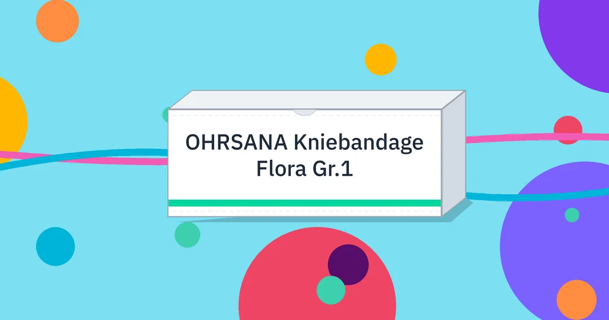 Symbolbild: Packung mit der Aufschrift OHRSANA Kniebandage Flora Gr.1 (PZN 07121215) – Verfügbarkeit und Bezug in Apotheken in Frankfurt am Main