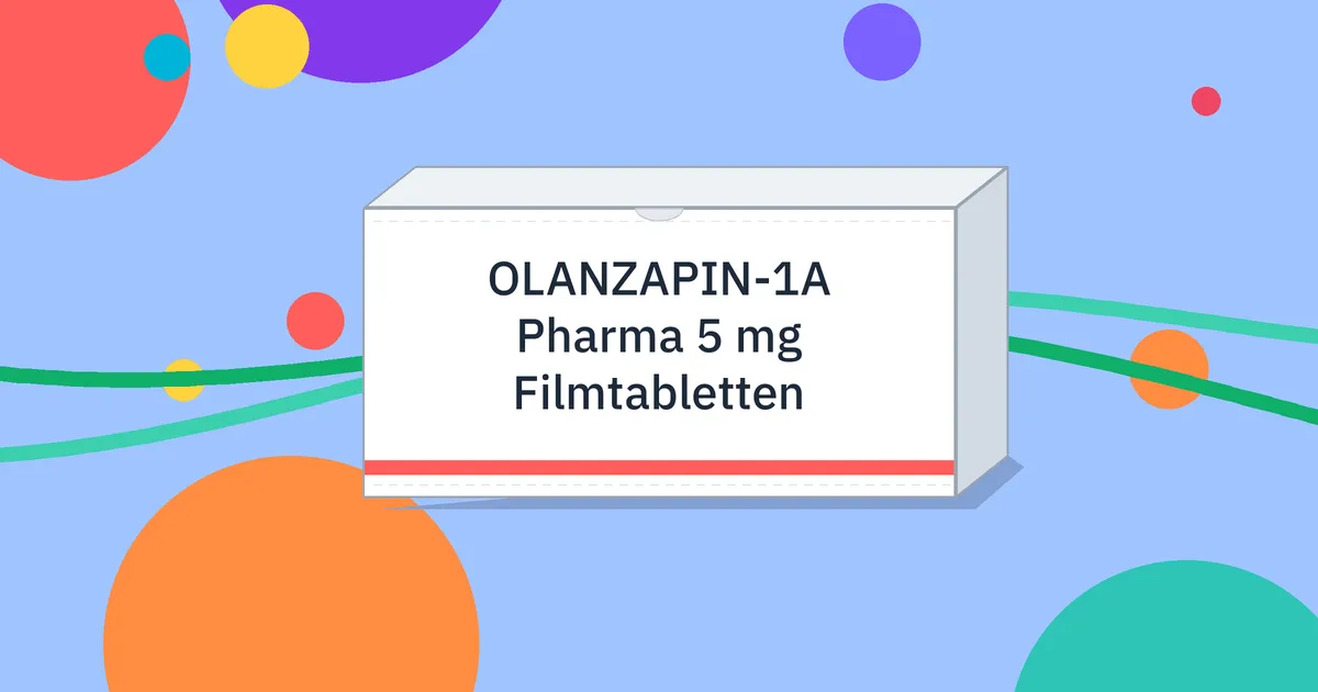 Symbolbild: Packung mit der Aufschrift OLANZAPIN-1A Pharma 5 mg Filmtabletten (PZN 09064148) – Verfügbarkeit und Bezug in Apotheken in Frankfurt am Main