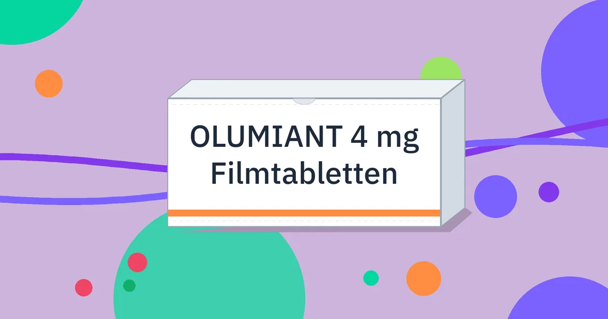 Symbolbild: Packung mit der Aufschrift OLUMIANT 4 mg Filmtabletten (PZN 13881686) – Verfügbarkeit und Bezug in Apotheken in Frankfurt am Main