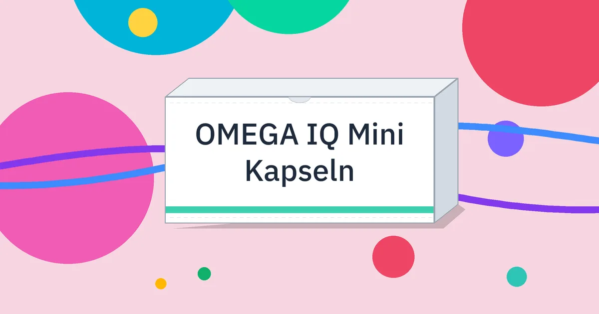 Symbolbild: Packung mit der Aufschrift OMEGA IQ Mini Kapseln (PZN 10168947) – Verfügbarkeit und Bezug in Apotheken in Frankfurt am Main