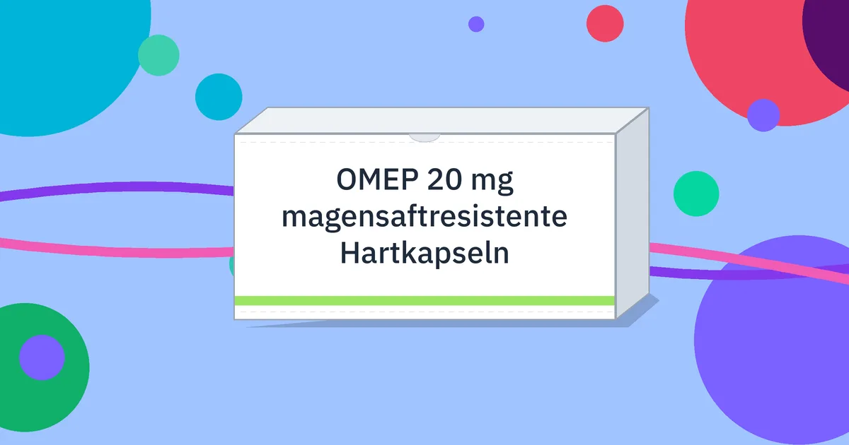 Symbolbild: Packung mit der Aufschrift OMEP 20 mg magensaftresistente Hartkapseln (PZN 00233023) – Verfügbarkeit und Bezug in Apotheken in Frankfurt am Main