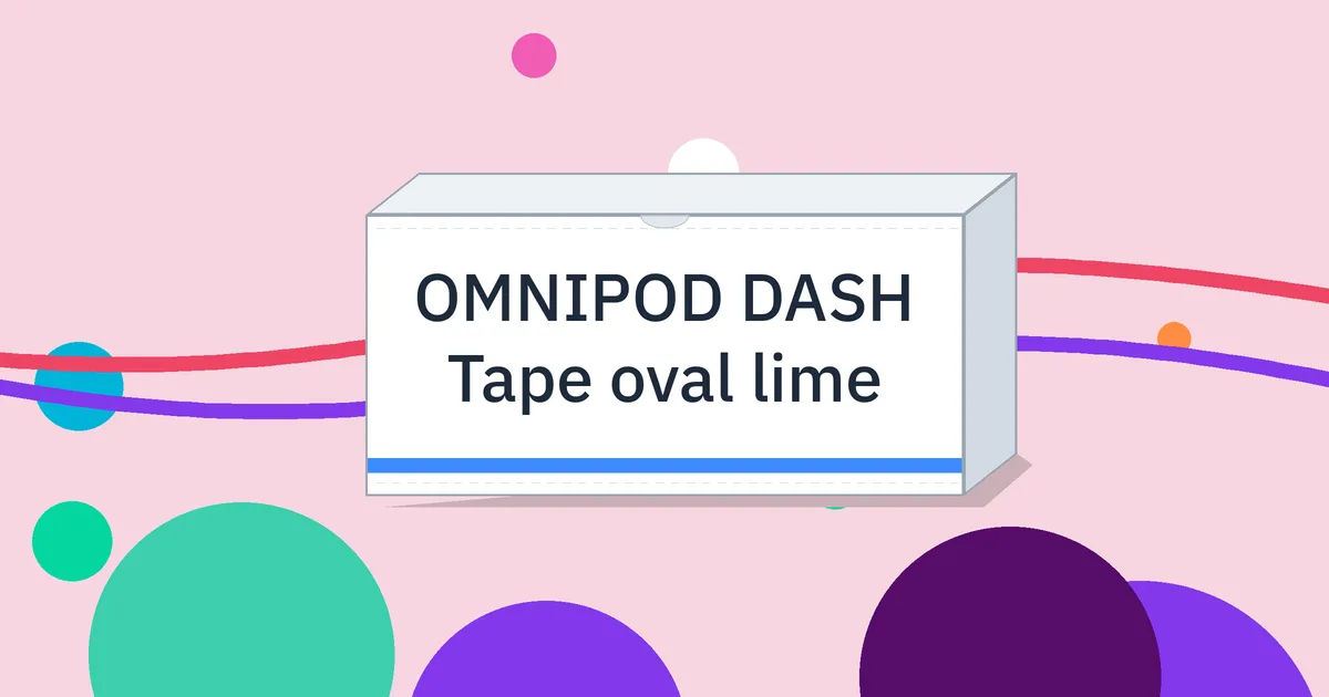 Symbolbild: Packung mit der Aufschrift OMNIPOD DASH Tape oval lime (PZN 18178856) – Verfügbarkeit und Bezug in Apotheken in Frankfurt am Main