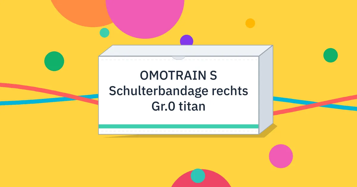 Symbolbild: Packung mit der Aufschrift OMOTRAIN S Schulterbandage rechts Gr.0 titan (PZN 01863950) – Verfügbarkeit und Bezug in Apotheken in Frankfurt am Main
