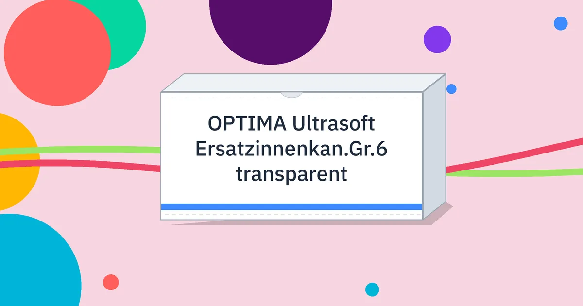 Symbolbild: Packung mit der Aufschrift OPTIMA Ultrasoft Ersatzinnenkan.Gr.6 transparent (PZN 10338823) – Verfügbarkeit und Bezug in Apotheken in Frankfurt am Main