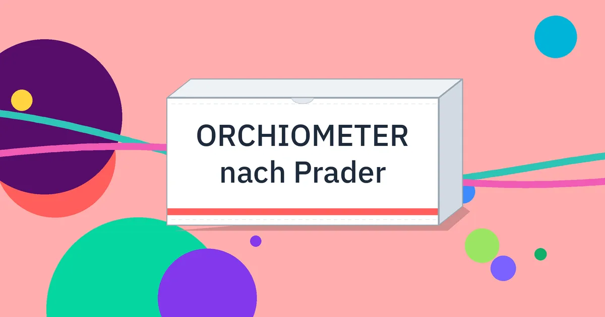 Symbolbild: Packung mit der Aufschrift ORCHIOMETER nach Prader (PZN 16147656) – Verfügbarkeit und Bezug in Apotheken in Frankfurt am Main