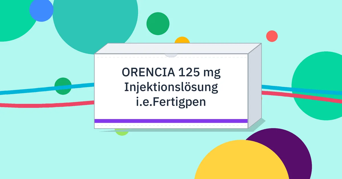 Symbolbild: Packung mit der Aufschrift ORENCIA 125 mg Injektionslösung i.e.Fertigpen (PZN 19990181) – Verfügbarkeit und Bezug in Apotheken in Frankfurt am Main