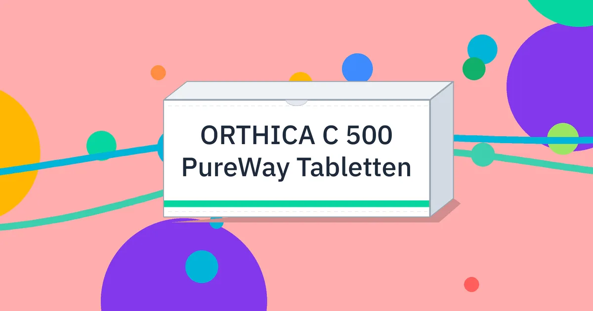 Symbolbild: Packung mit der Aufschrift ORTHICA C 500 PureWay Tabletten (PZN 17925104) – Verfügbarkeit und Bezug in Apotheken in Frankfurt am Main