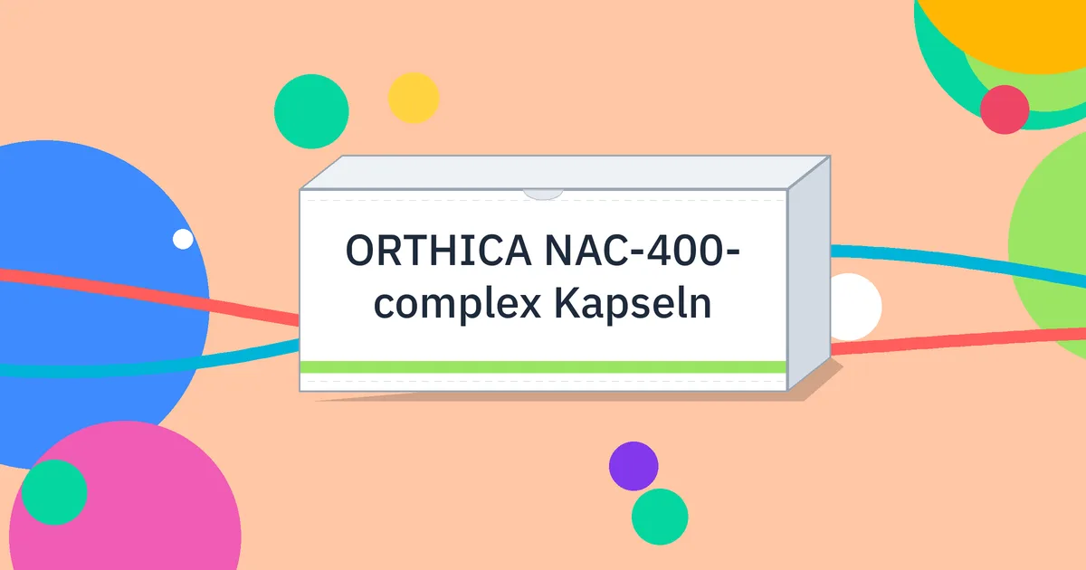 Symbolbild: Packung mit der Aufschrift ORTHICA NAC-400-complex Kapseln (PZN 19810061) – Verfügbarkeit und Bezug in Apotheken in Frankfurt am Main