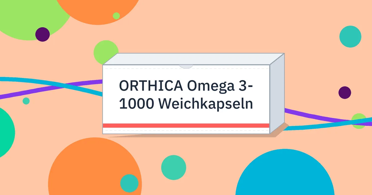 Symbolbild: Packung mit der Aufschrift ORTHICA Omega 3-1000 Weichkapseln (PZN 20414985) – Verfügbarkeit und Bezug in Apotheken in Frankfurt am Main