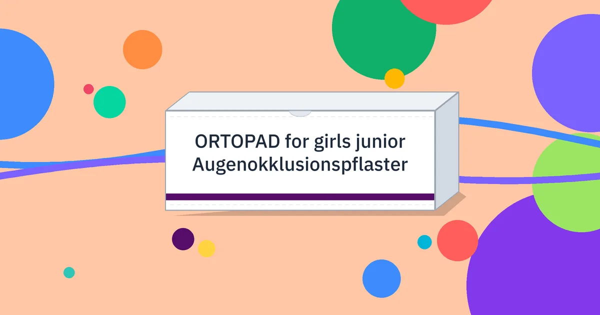 Symbolbild: Packung mit der Aufschrift ORTOPAD for girls junior Augenokklusionspflaster (PZN 06443299) – Verfügbarkeit und Bezug in Apotheken in Frankfurt am Main