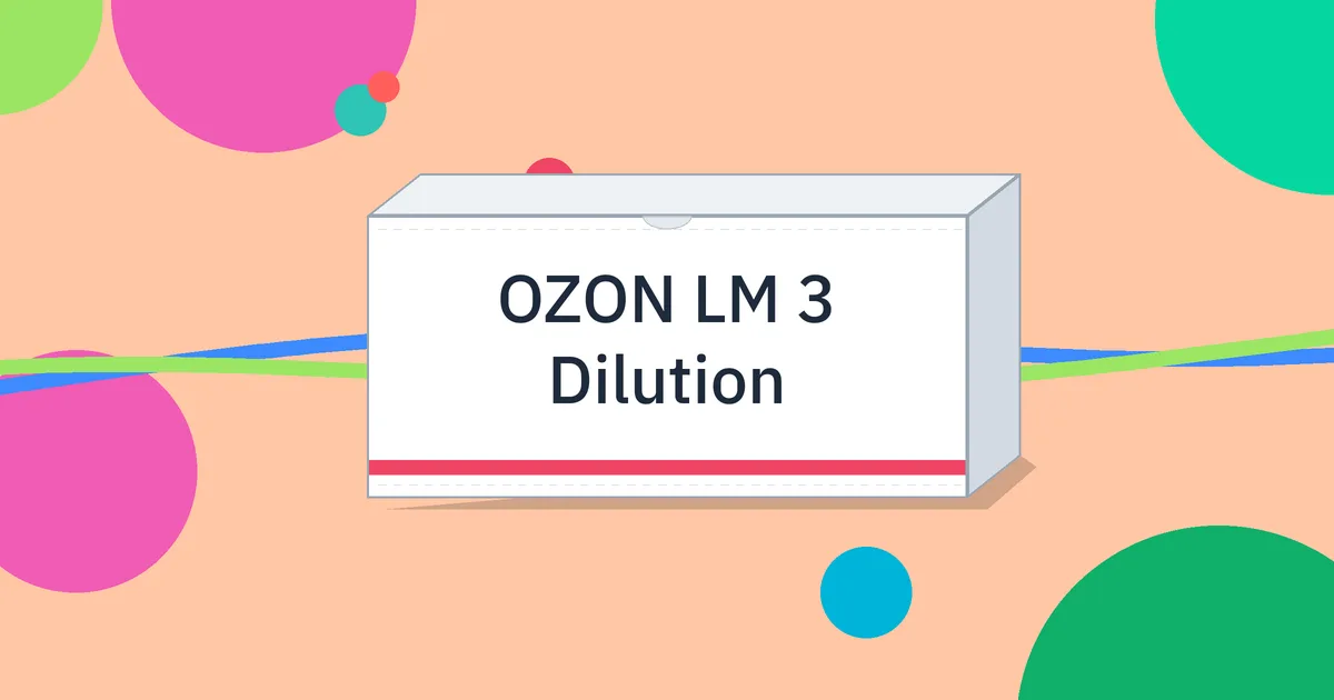 Symbolbild: Packung mit der Aufschrift OZON LM 3 Dilution (PZN 12974345) – Verfügbarkeit und Bezug in Apotheken in Frankfurt am Main