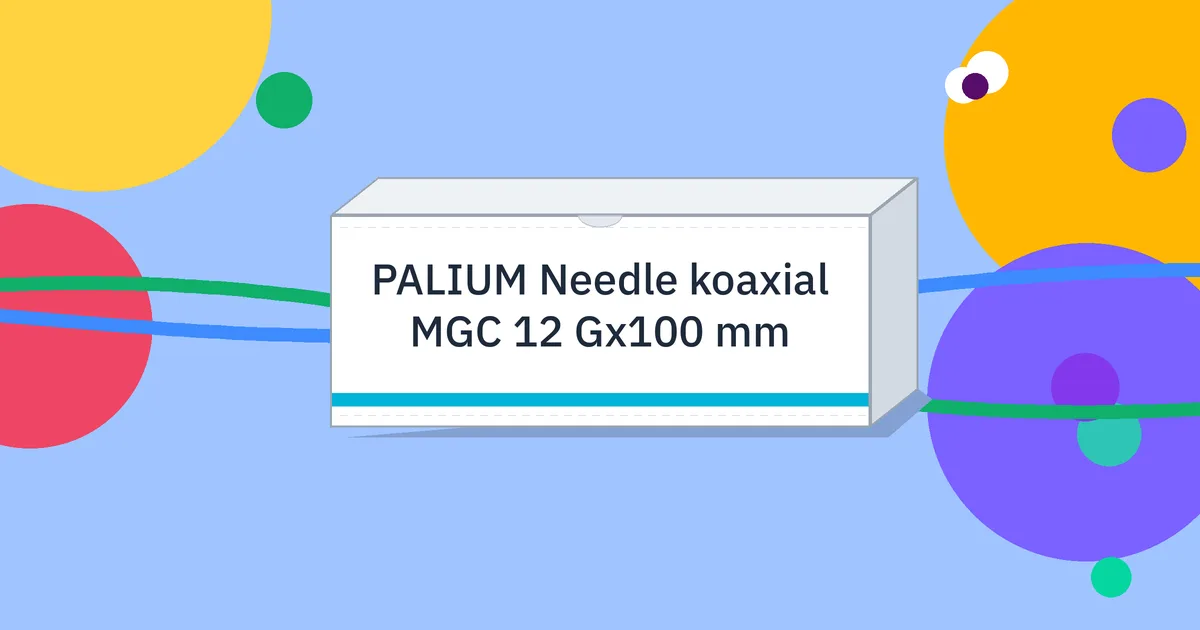 Symbolbild: Packung mit der Aufschrift PALIUM Needle koaxial MGC 12 Gx100 mm (PZN 19734288) – Verfügbarkeit und Bezug in Apotheken in Frankfurt am Main