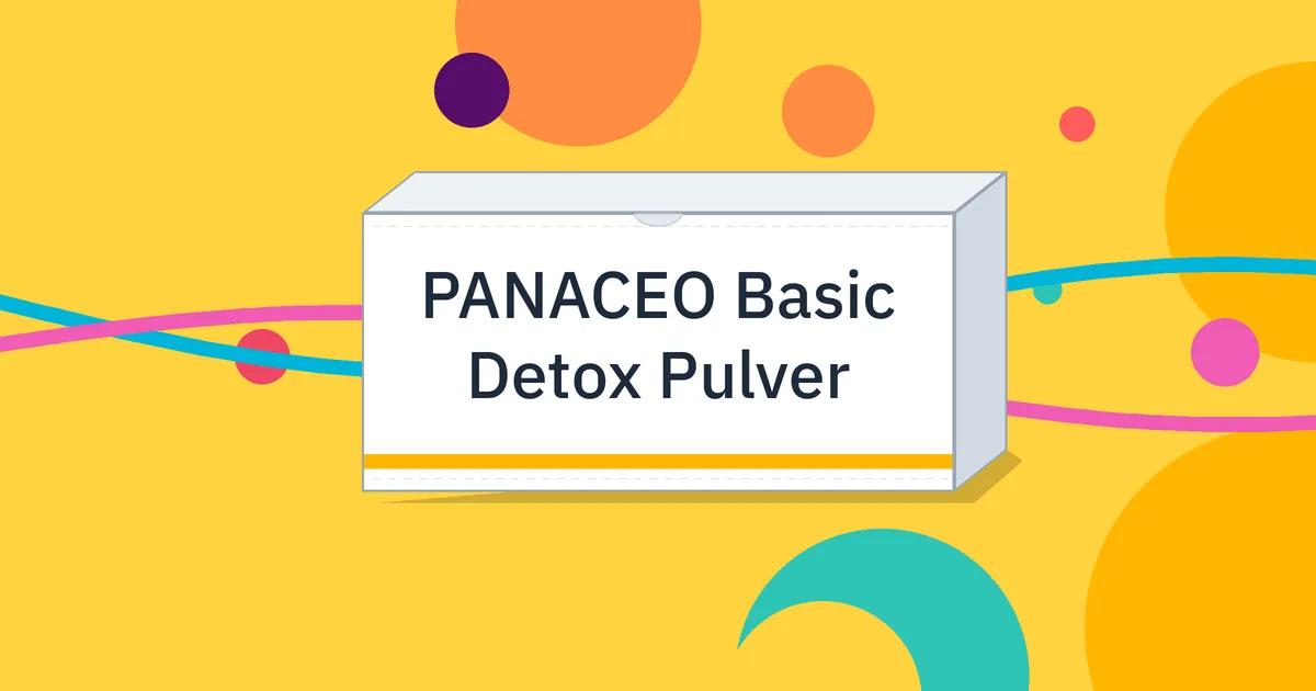 Symbolbild: Packung mit der Aufschrift PANACEO Basic Detox Pulver (PZN 19638047) – Verfügbarkeit und Bezug in Apotheken in Frankfurt am Main