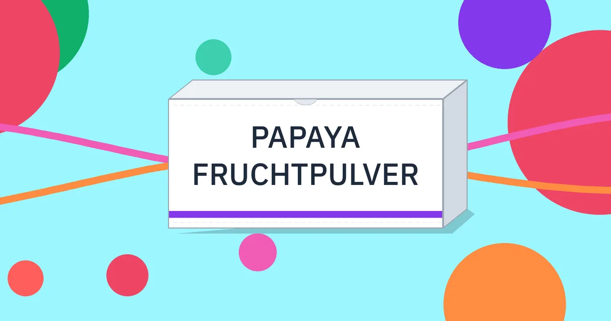Symbolbild: Packung mit der Aufschrift PAPAYA FRUCHTPULVER (PZN 17241191) – Verfügbarkeit und Bezug in Apotheken in Frankfurt am Main